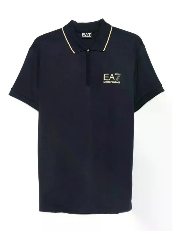 Emporio Armani Zip Detail Polo Shirt - Blue