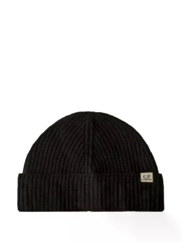 C.P. COMPANY Ribbed Logo-patch Beanie Hat - Blue