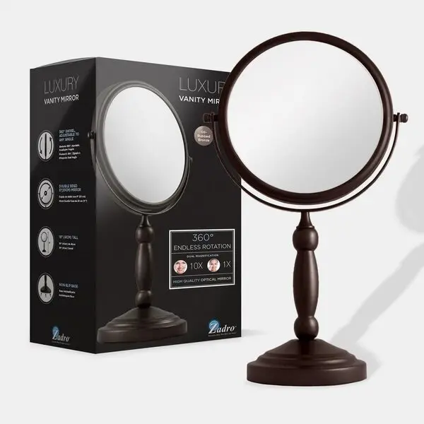 ZADRO Makeup Mirror With 10x/1x Magnification - Oil Rubbed Bronze