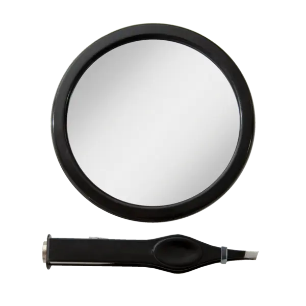 ZADRO Compact Mirror With 12x Magnification & Led Tweezer Set - Black