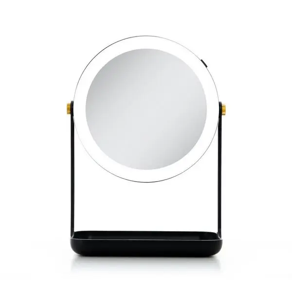 ZADRO Led Lighted Makeup Mirror With 5x/1x, Tray & Phone Holder - Black