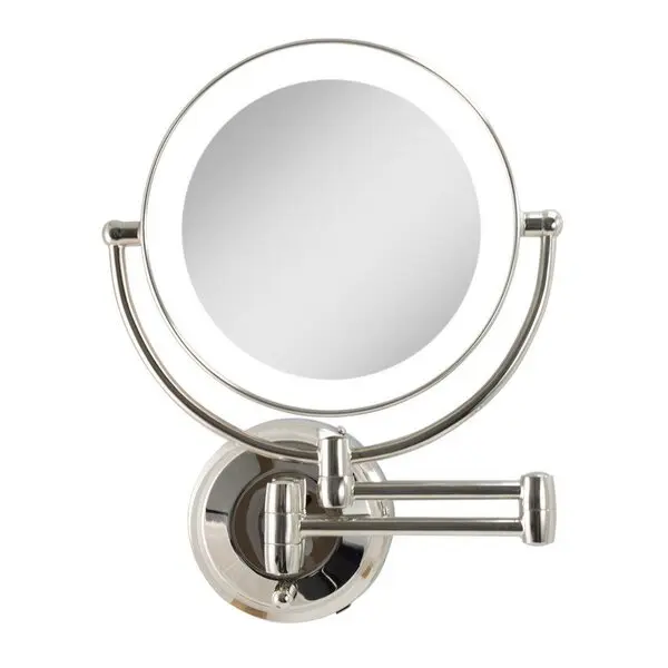 ZADRO Lighted Wall Mounted Makeup Mirror With 5x/1x Battery/cord - Polished Nickel