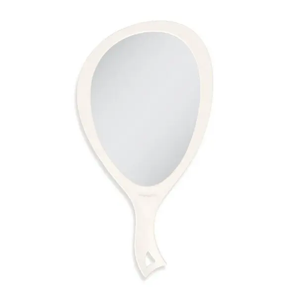 ZADRO Large Teardrop Handheld Mirror With Curved Handle - Off White