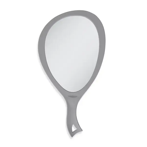 ZADRO Large Teardrop Handheld Mirror With Curved Handle - Grey