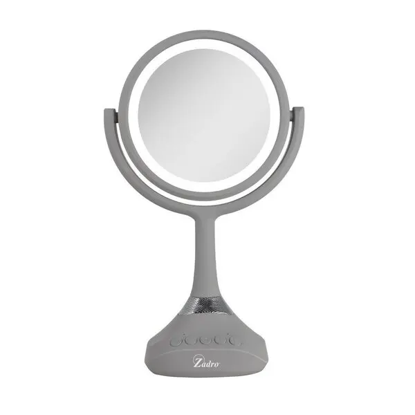 ZADRO Lighted Makeup Mirror 5x/1x, Bluetooth & Usb Charging Port - Gray