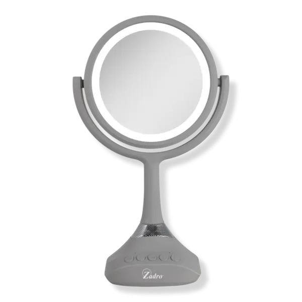 ZADRO Lighted Makeup Mirror 5x/1x, Bluetooth & Usb Charging Port - Gray