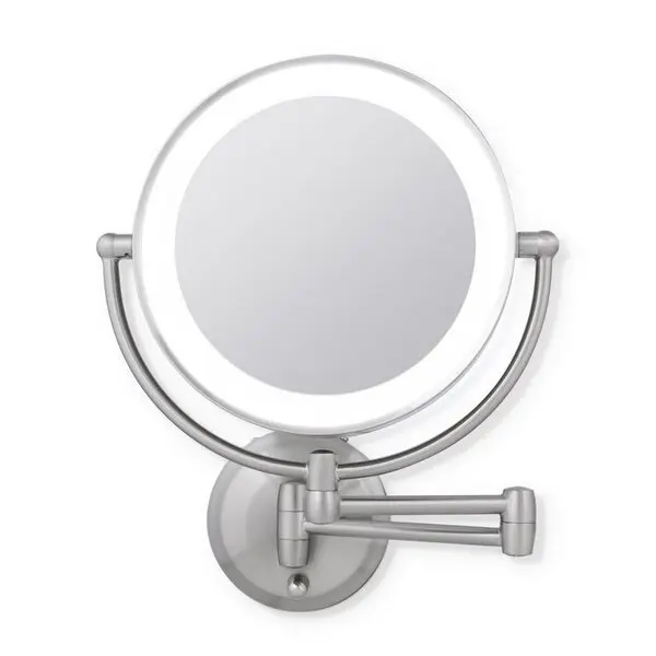 ZADRO Lighted Wall Mounted Makeup Mirror With 5x/1x Battery/cord - Satin Nickel
