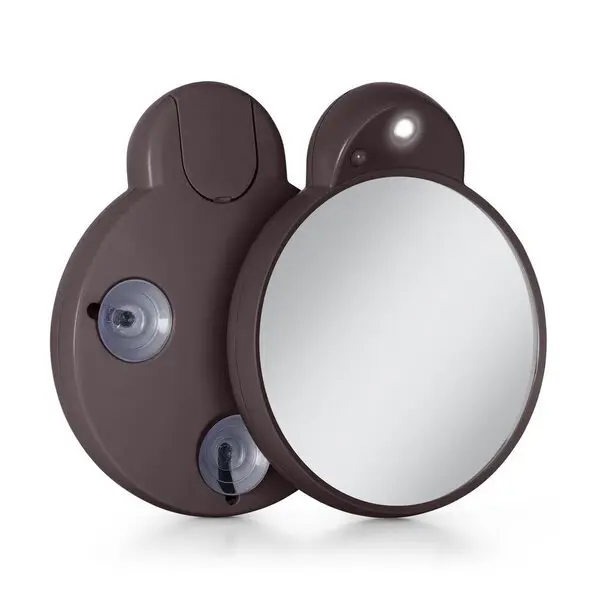 ZADRO Led Lighted Compact Mirror With 10x, Suction Cups - Chocolate