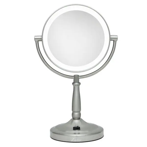 ZADRO Cordless Led Lighted Makeup Mirror With 5x/1x - Satin Nickel