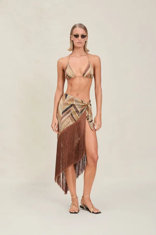 Devon Windsor Paxton Fringe Sarong - Brown