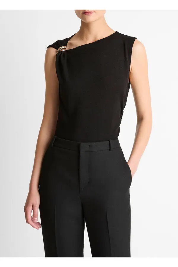 Vince Cinched-shoulder Wool-blend Top