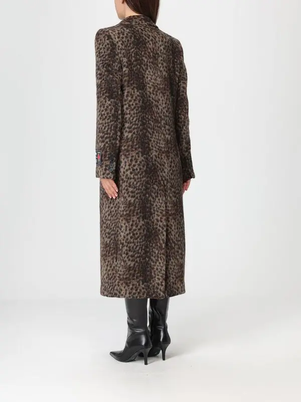 MSGM Leopard Print Long Coat - Brown