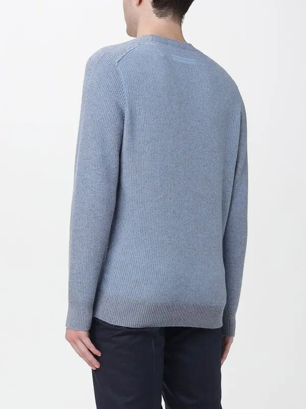 Zegna Ribbed Crew Neck Sweater - Gnawed Blue