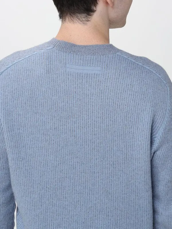 Zegna Ribbed Crew Neck Sweater - Gnawed Blue