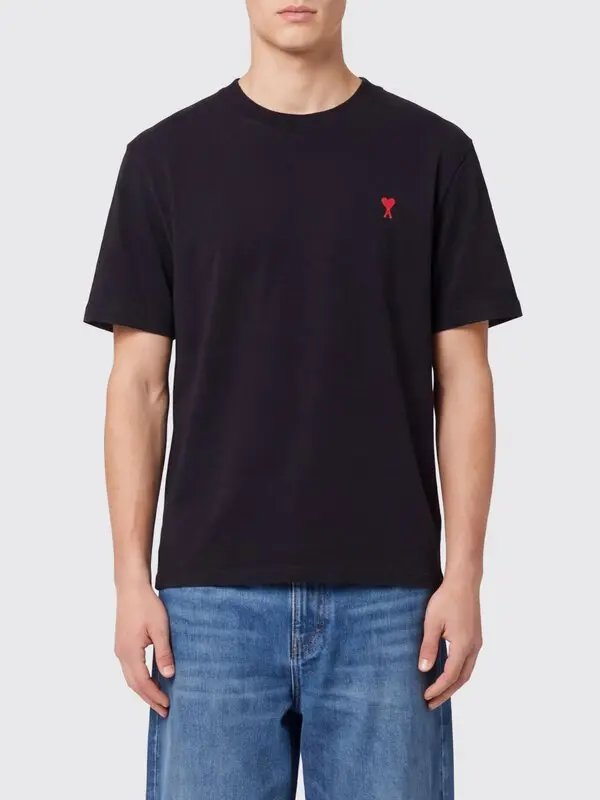 AMI Paris Long-sleeved Organic Cotton T-shirt With Embroidered Logo - Blue