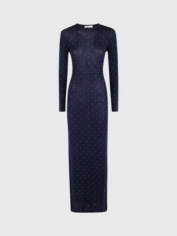 Rabanne Embellished Long Sleeve Maxi Dress - Blue