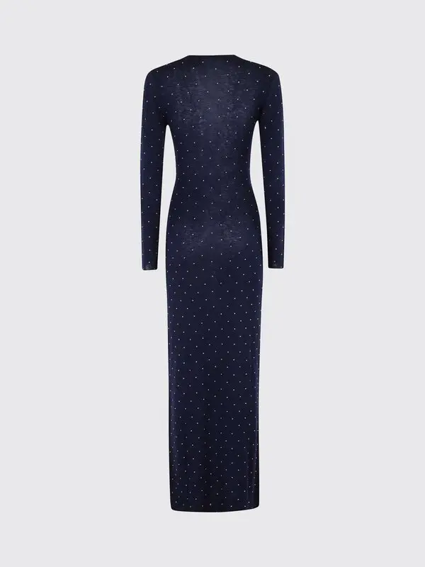 Rabanne Embellished Long Sleeve Maxi Dress - Blue