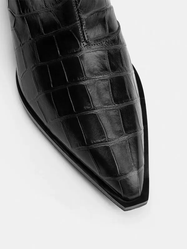 POEVE Croc Effect Ankle Boots
