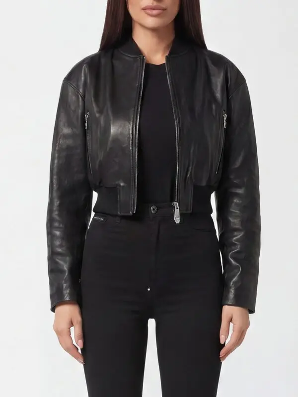 Philipp Plein Leather Bomber Jacket