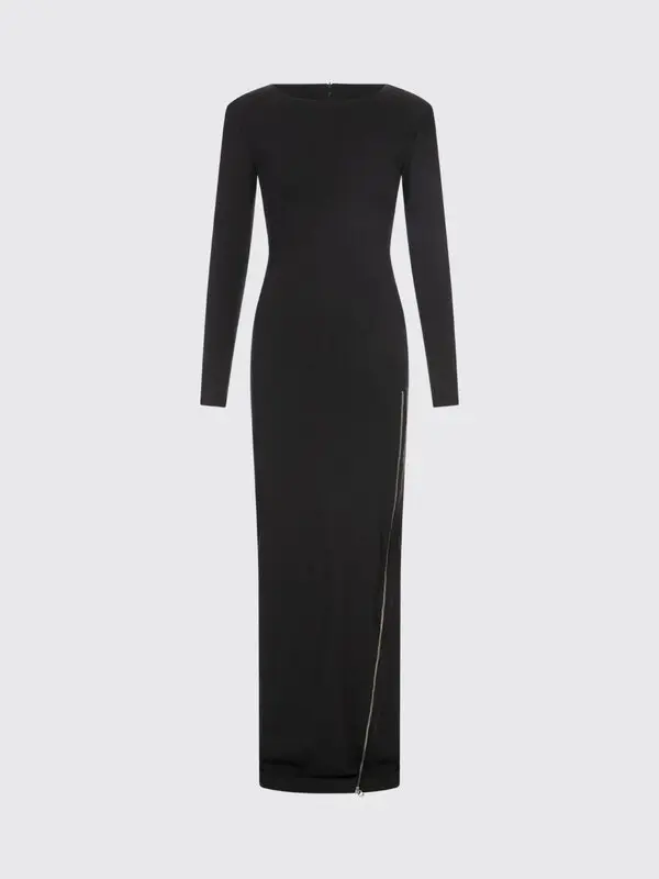 Philipp Plein Long Sleeve Maxi Dress With Zipper Detail - Black