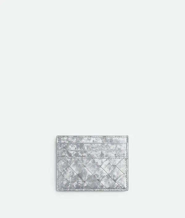 BOTTEGA  VENETA Intrecciato Credit Card Case - Silver