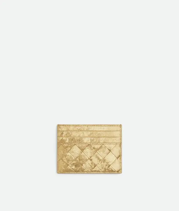 Bottega Veneta Intrecciato Credit Card Case - Gold