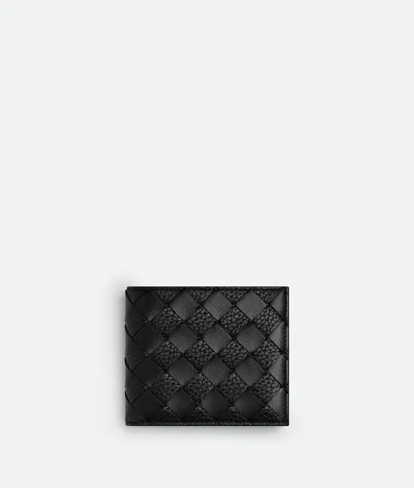 BOTTEGA  VENETA Intrecciato Bi-fold Wallet With Coin Purse - Black