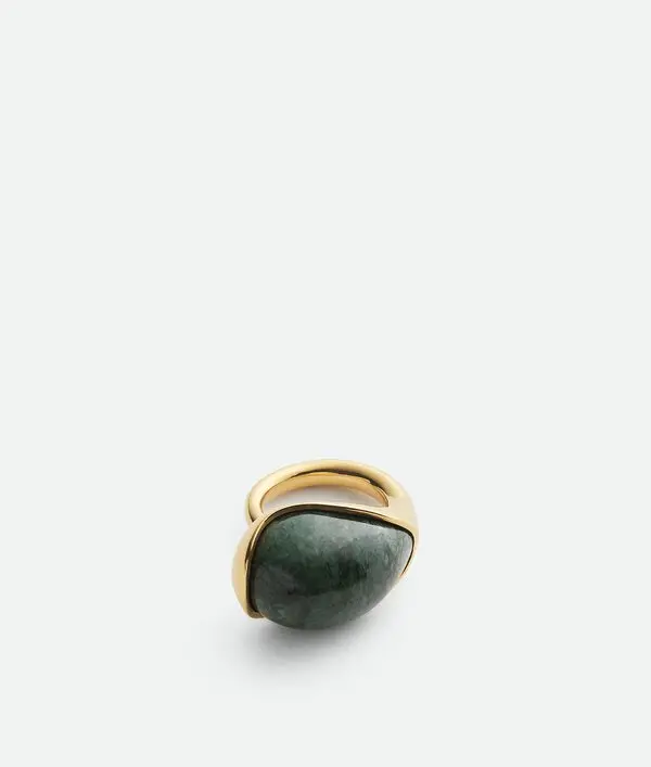 Bottega Veneta Large Drop Marble Ring - Green Marble Alpi