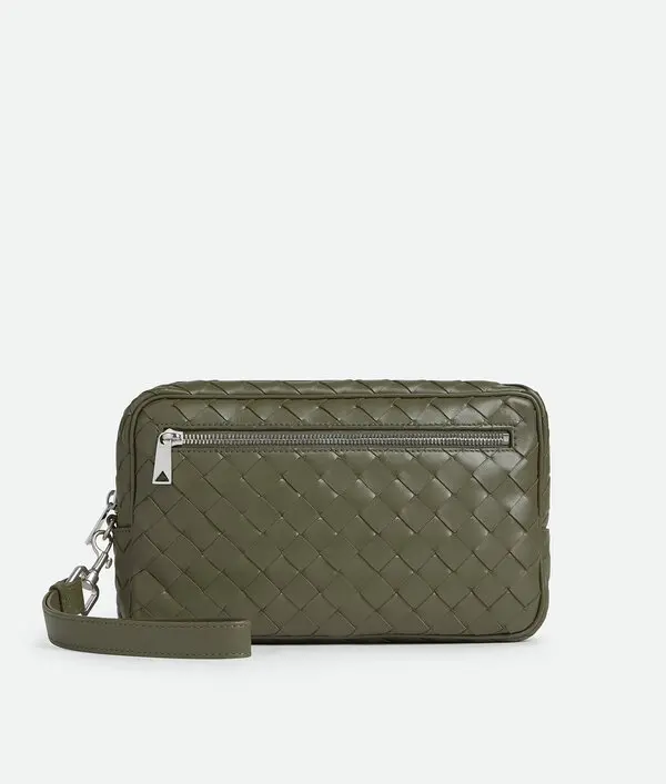 Bottega Veneta Intrecciato Leather Pouch With Wristlet - Crocodile
