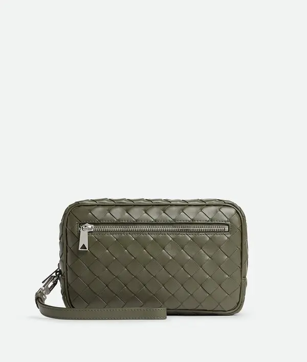 BOTTEGA  VENETA Intrecciato Small Pouch With Wristlet - Crocodile