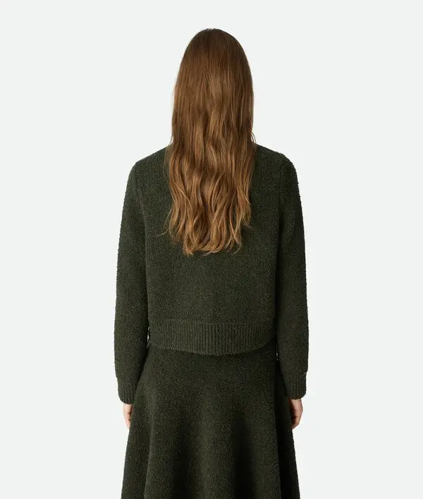 Bottega Veneta Wool Bouclé Cardigan - Dark Green