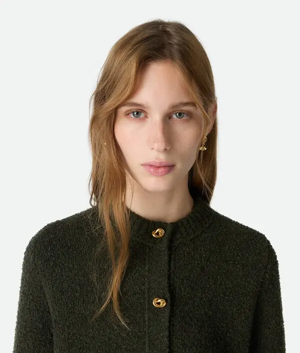 Bottega Veneta Wool Bouclé Cardigan - Dark Green