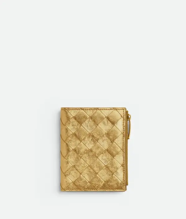 BOTTEGA  VENETA Intrecciato Small Bi-fold Wallet - Gold