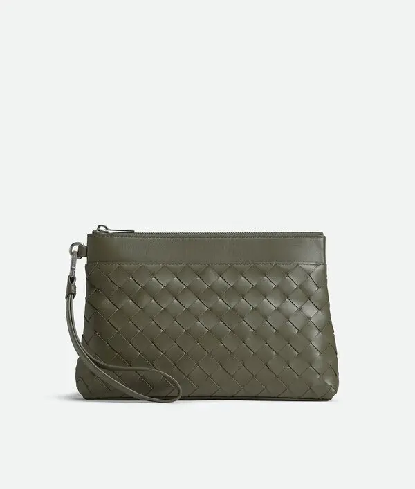BOTTEGA  VENETA Intrecciato Prism Pouch - Crocodile