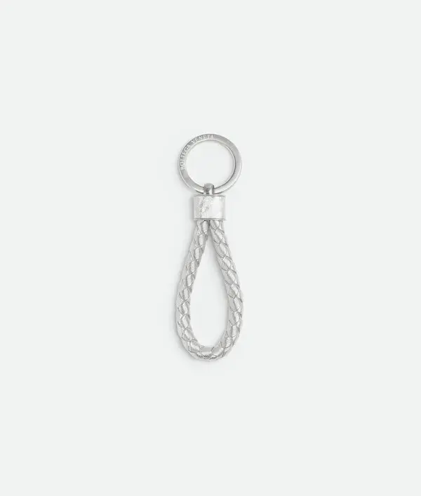 BOTTEGA  VENETA Intreccio Key Ring - Silver