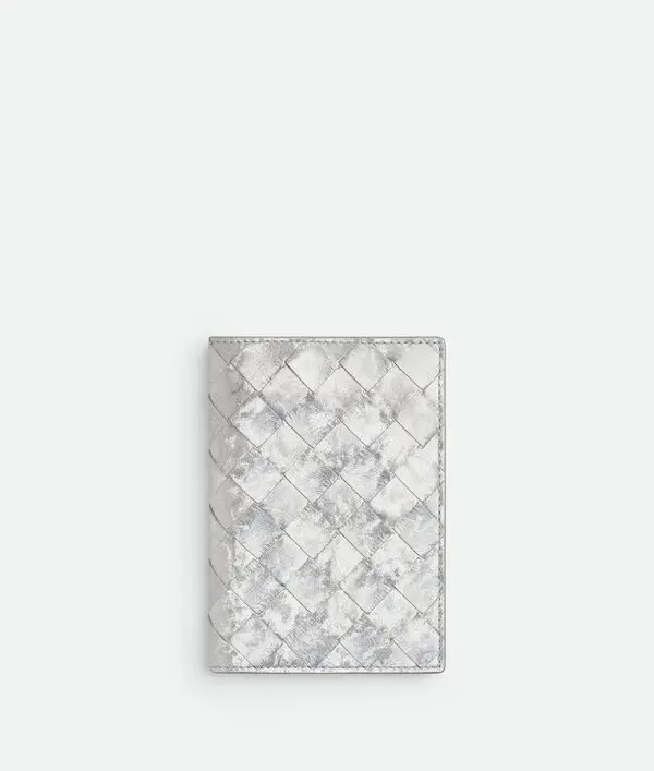 BOTTEGA  VENETA Intrecciato Passport Case - Silver