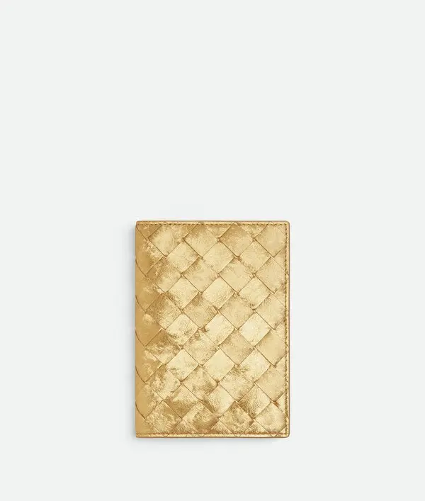 BOTTEGA  VENETA Intrecciato Passport Case - Gold