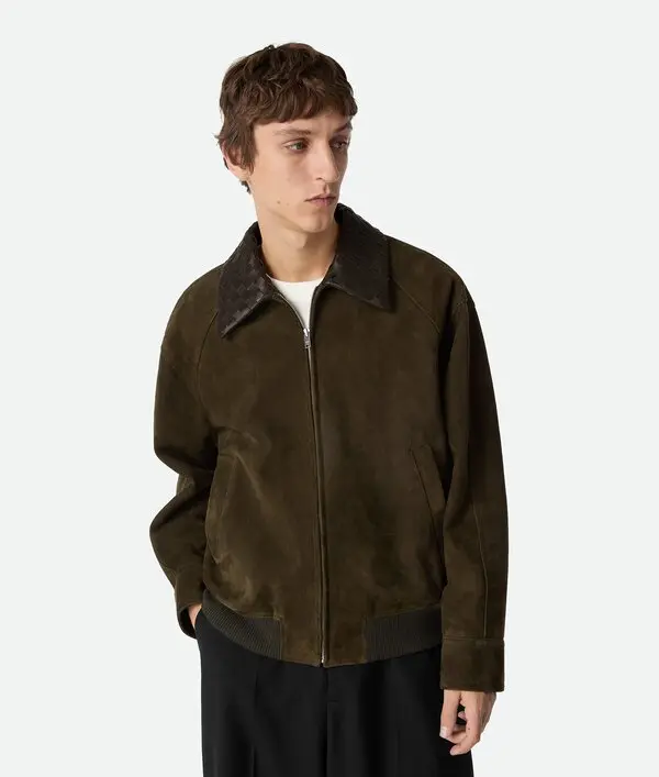 Bottega Veneta Suede Leather Blouson - Deep Moss