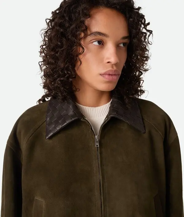 Bottega Veneta Suede Leather Blouson - Deep Moss