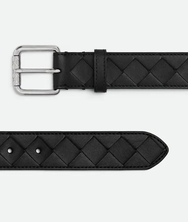 Bottega Veneta Intrecciato Calfskin Leather Belt - Black