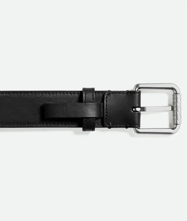Bottega Veneta Intrecciato Calfskin Leather Belt - Black