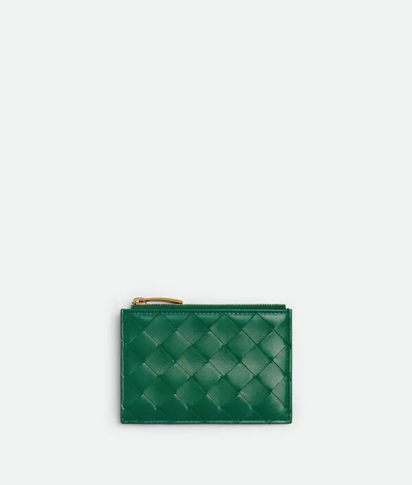 BOTTEGA  VENETA Intrecciato Zipped Card Case - Jungle