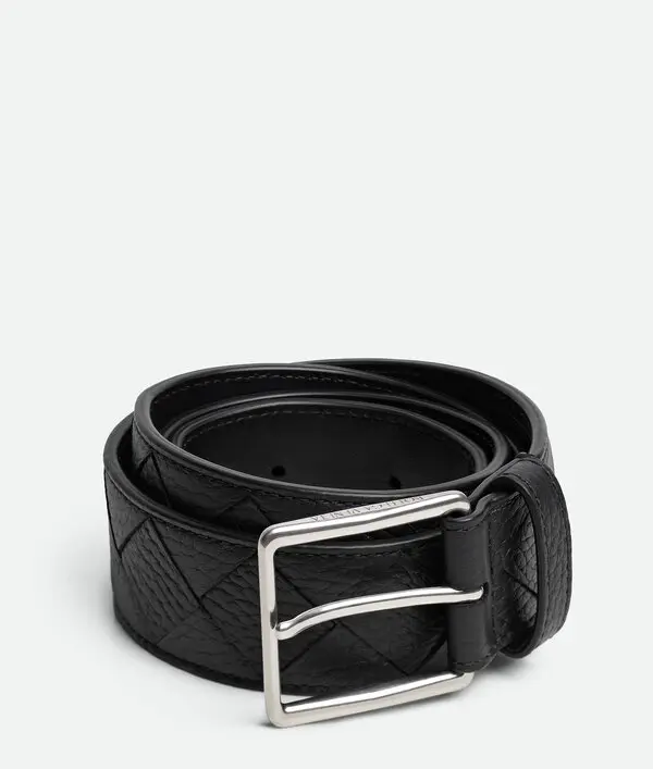 Bottega Veneta Intrecciato Reversible Belt - Black