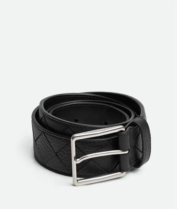BOTTEGA  VENETA Intrecciato Reversible Belt - Black