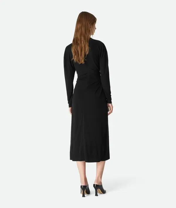 Bottega Veneta Crepe Viscose Jersey Midi Dress - Black
