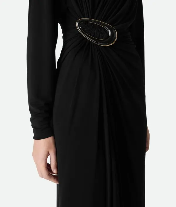 Bottega Veneta Crepe Viscose Jersey Midi Dress - Black