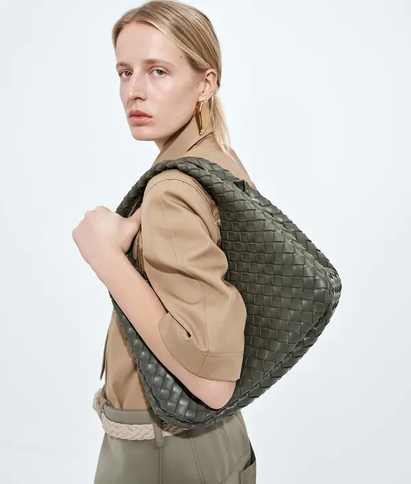 Bottega Veneta Intrecciato Leather Shoulder Bag - Pickle
