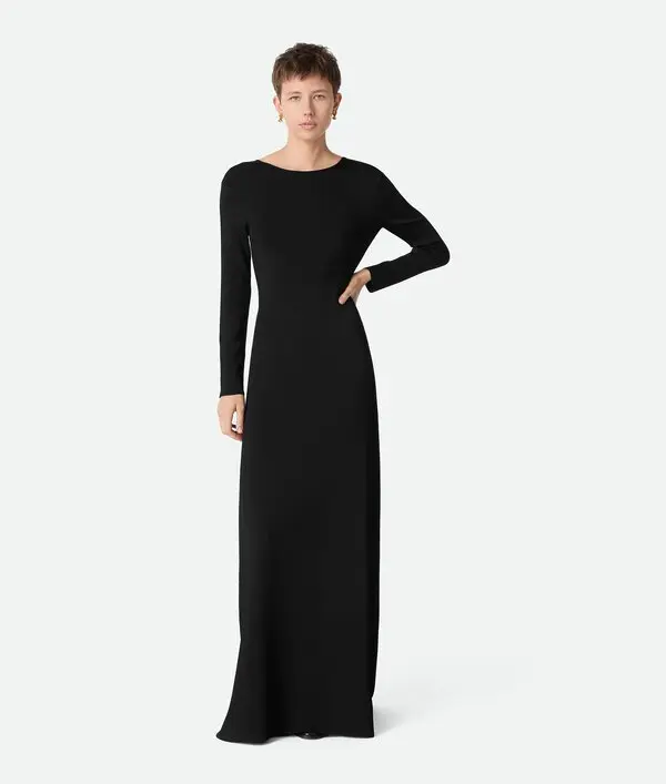 Bottega Veneta Compact Viscose Long Dress - Black