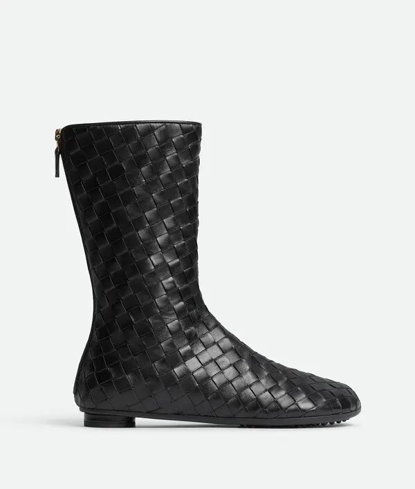 BOTTEGA  VENETA Intrecciato Leather Flat Boots