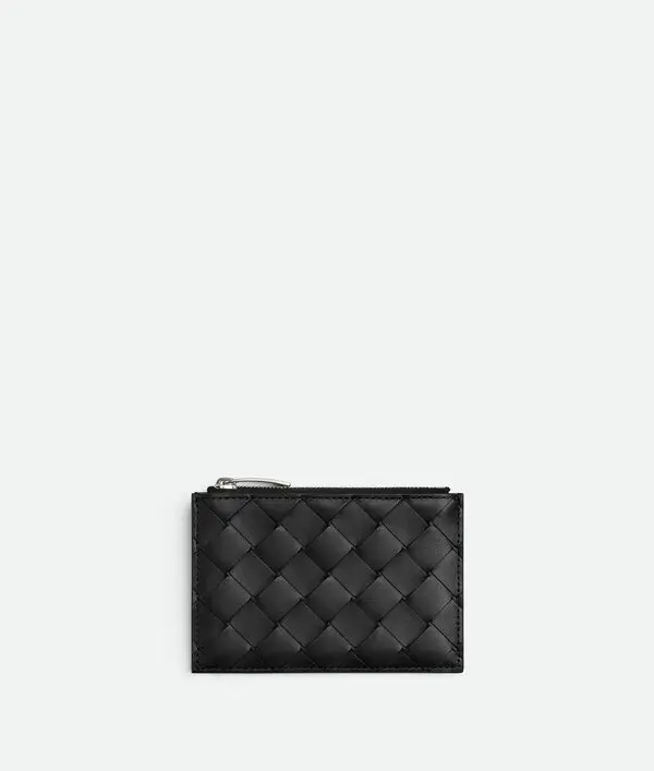 BOTTEGA  VENETA Intrecciato Zipped Card Case - Black